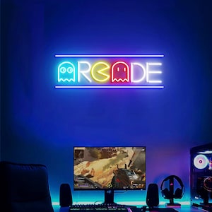 Retro Arcade Neon Sign, Arcade Man-cave LED Light Sign, Retro Game Room ...