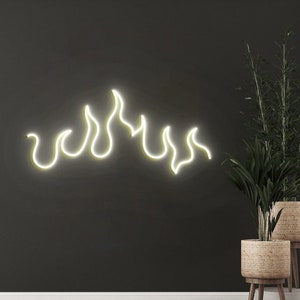 Fire Flame Neon Sign, Flame Neon Light, Flame Wall Decor Art, Flame Led ...
