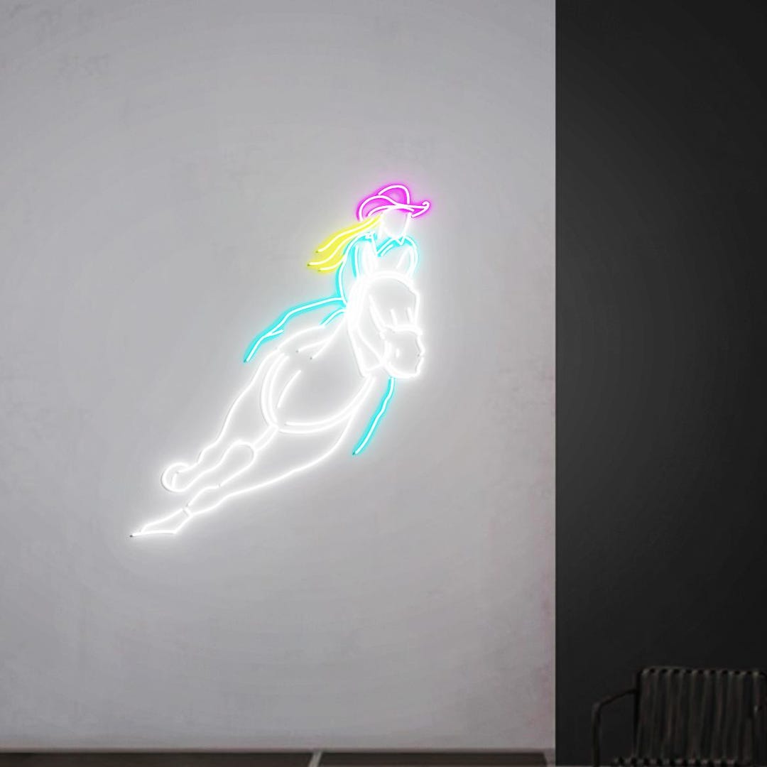 Cowgirl Barrel Racer Neon Sign, Barrel Racing Sign, Barrel Racing Horse ...