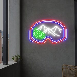 Ski Goggles Neon Sign, Ski Wall Decor, Custom Skiing Neon Sign, Best ...