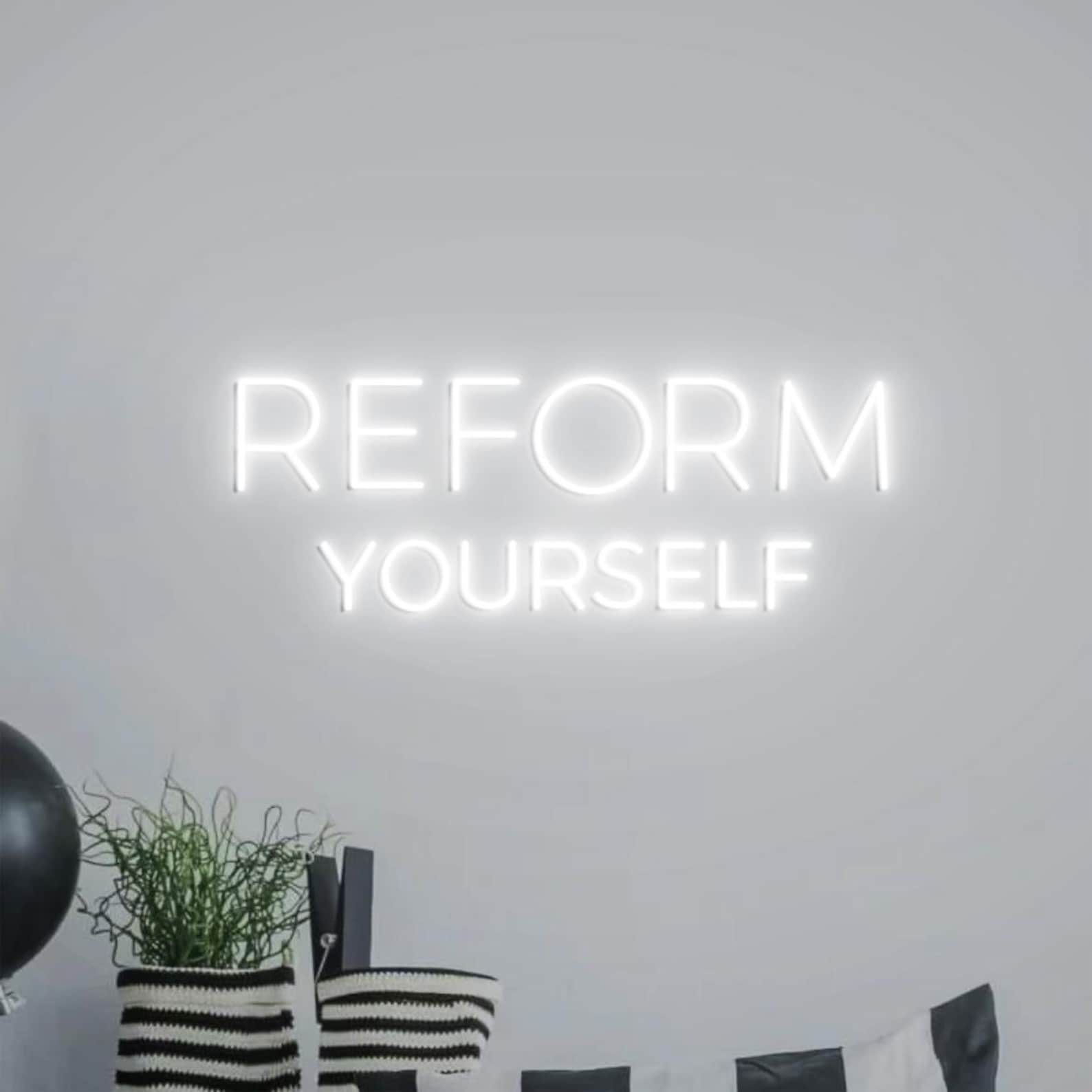 Reform Yourself Neon Sign, Reform Yourself Sign, Pilates Studio Sign ...