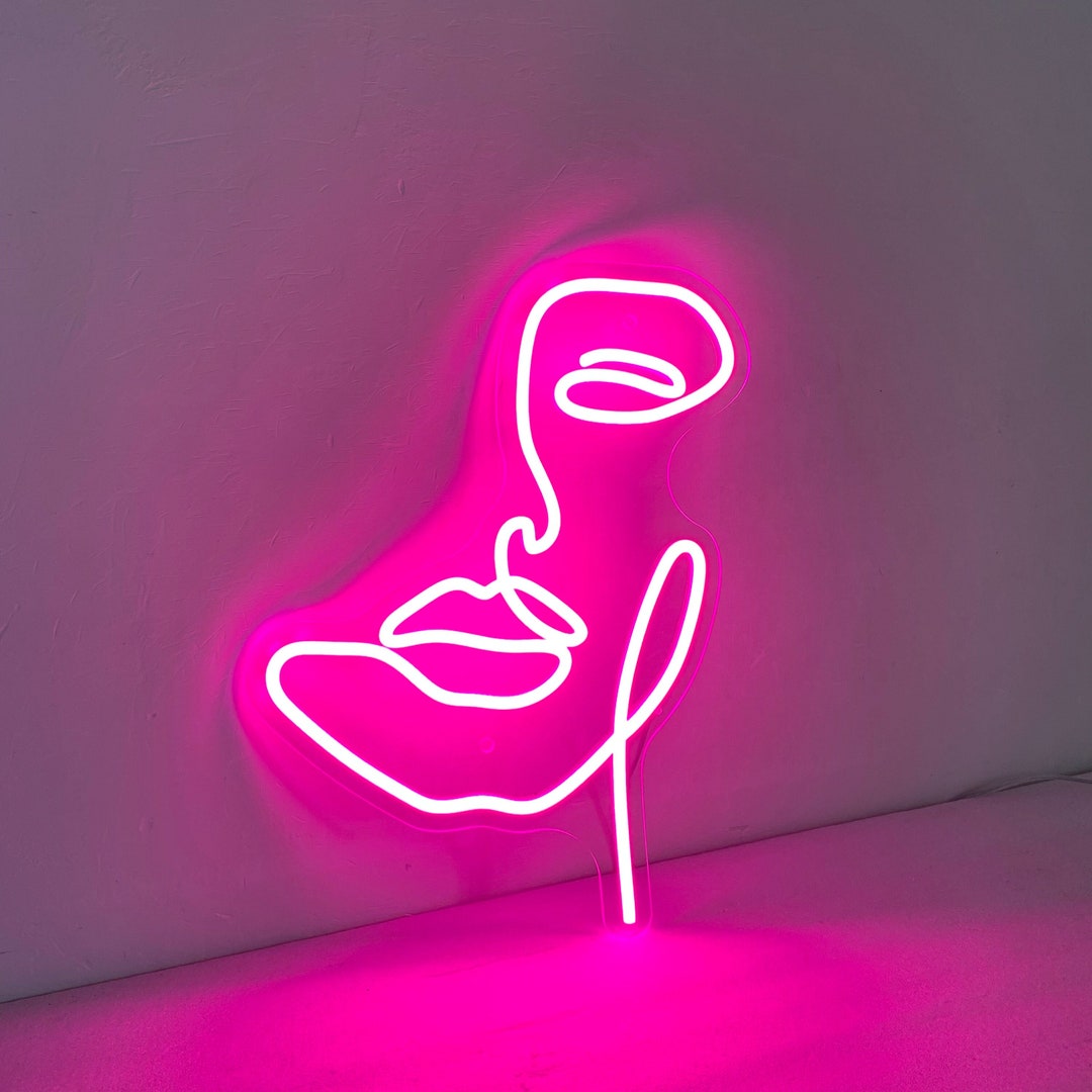 Half Face Neon Sign, Abstract Face Wall Art, Bedroom Room Wall Decor ...