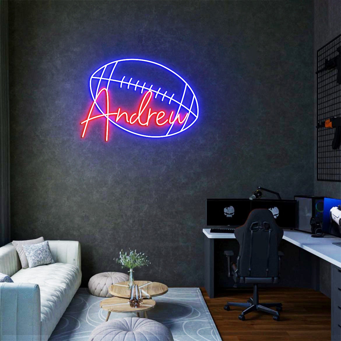 Custom Neon Sign Football Name, Personalized American Football Sign ...