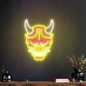 Oni Mask Neon Sign, Japanese Hannya Mask Oni Demon, Japanese Hannya ...