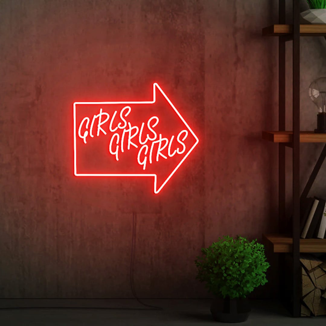 Girls Girls Girls Arrow Neon Sign, Girls Dorm Room Decoration, Girl ...