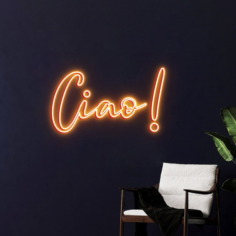 Ciao Neon Sign, Hello Italian Neon Sign, Italian Wall Art Ciao Quote ...