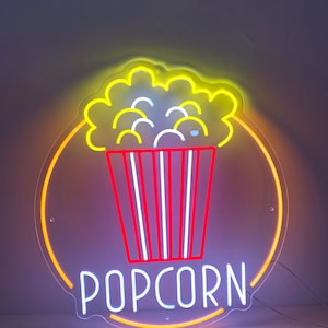 Popcorn Custom Neon Sign,popcorn Paper Box Led Neon, Cinema LED Neon ...