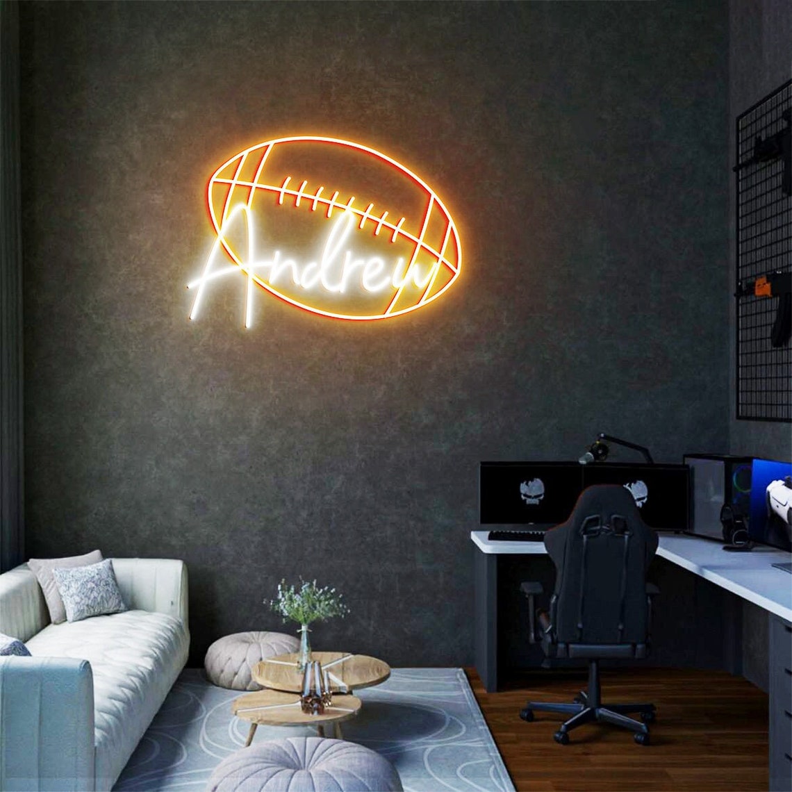 Custom Neon Sign Football Name, Personalized American Football Sign ...