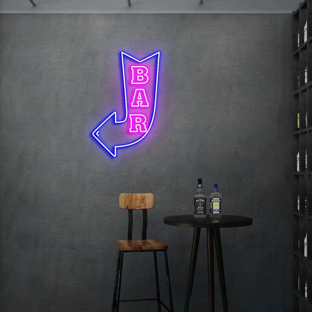 Vintage Style Bar Neon Signs, Retro Bar Arrow Sign, Custom Style Bar ...