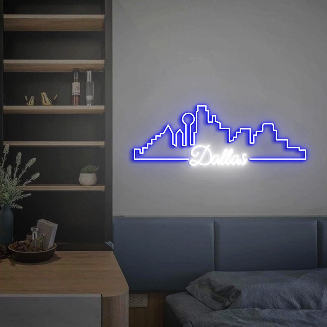 Dallas City Neon Sign, Dallas Texas Skyline Neon Sign, Dallas Home ...