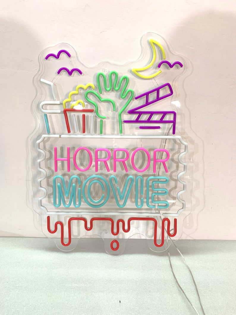 Horror Movie Neon Sign, Scary Movie Neon Sign, Movie Cinema LED Light ...