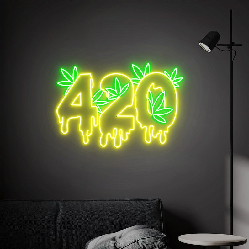 420 Weed Leaf Neon Sign, Neon Sign for Stoner Shop Decorations ...