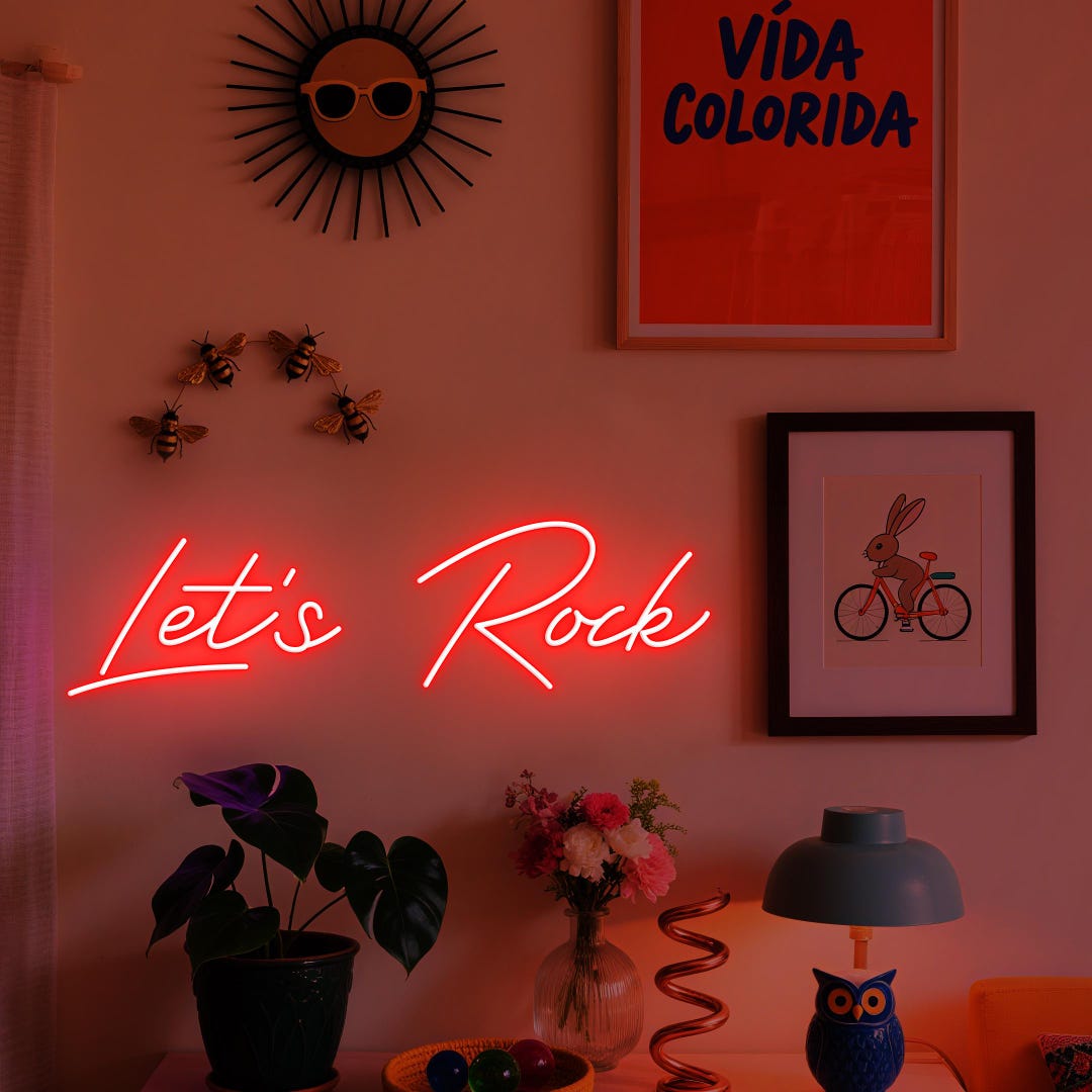 Let‘s Rock Neon Sign, Custom Let’s Rock LED Sign – Rock Music Lover ...