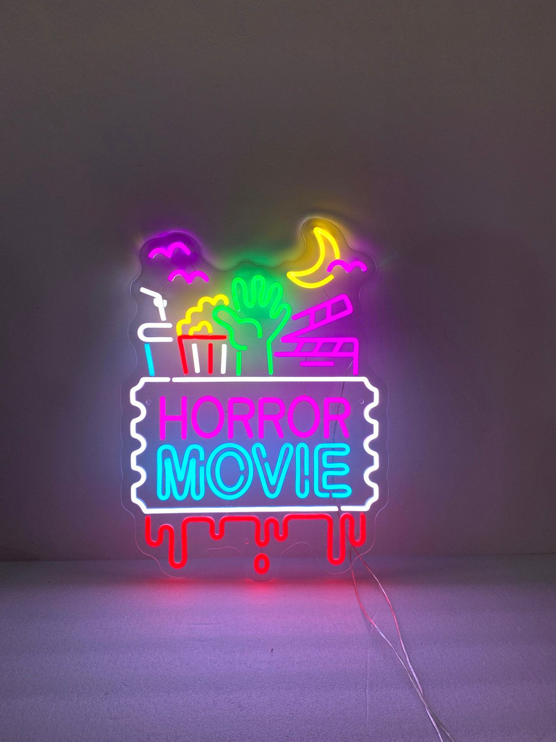 Horror Movie Neon Sign, Scary Movie Neon Sign, Movie Cinema LED Light ...