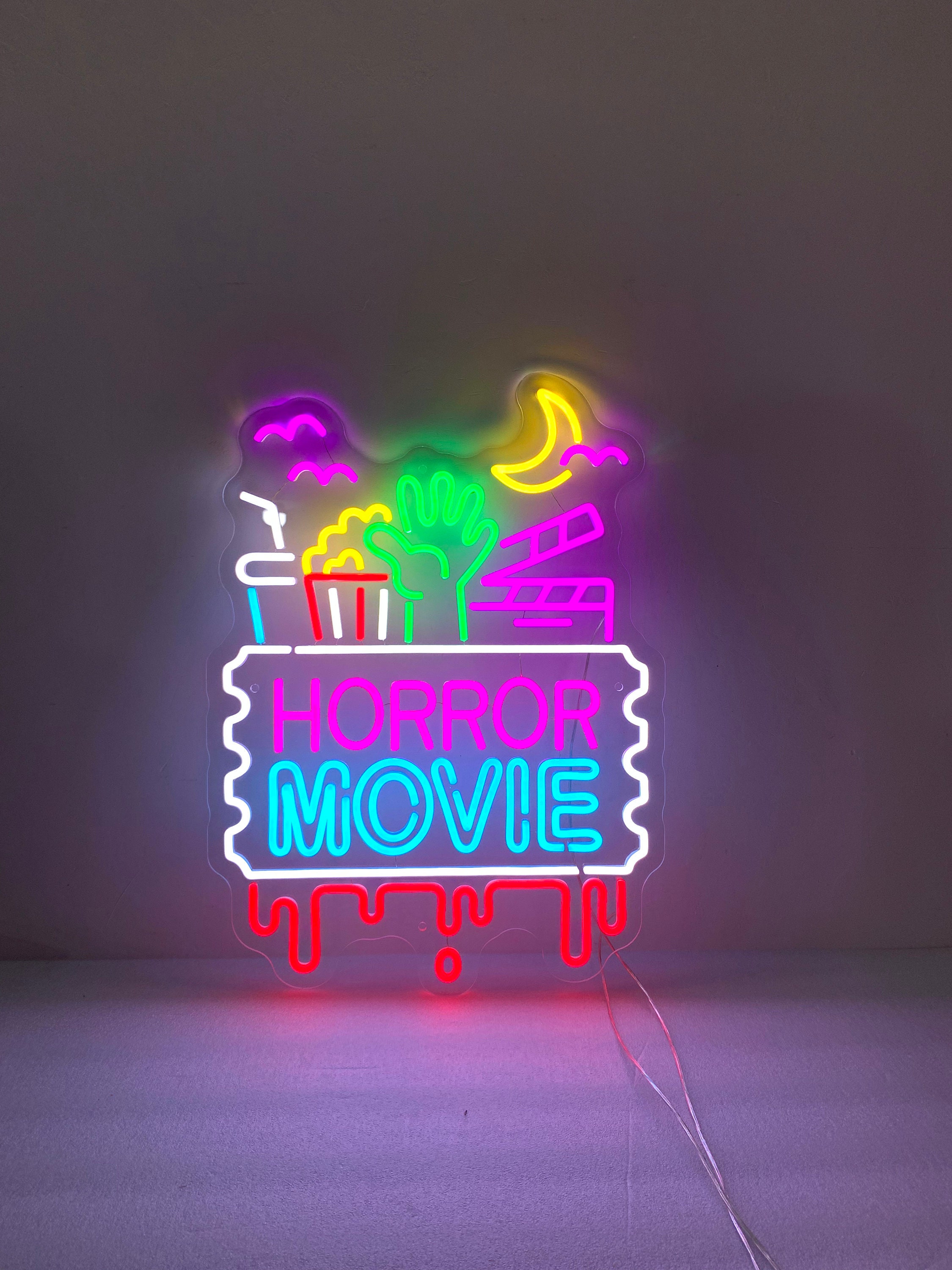 Horror Movie Neon Sign, Scary Movie Neon Sign, Movie Cinema LED Light ...