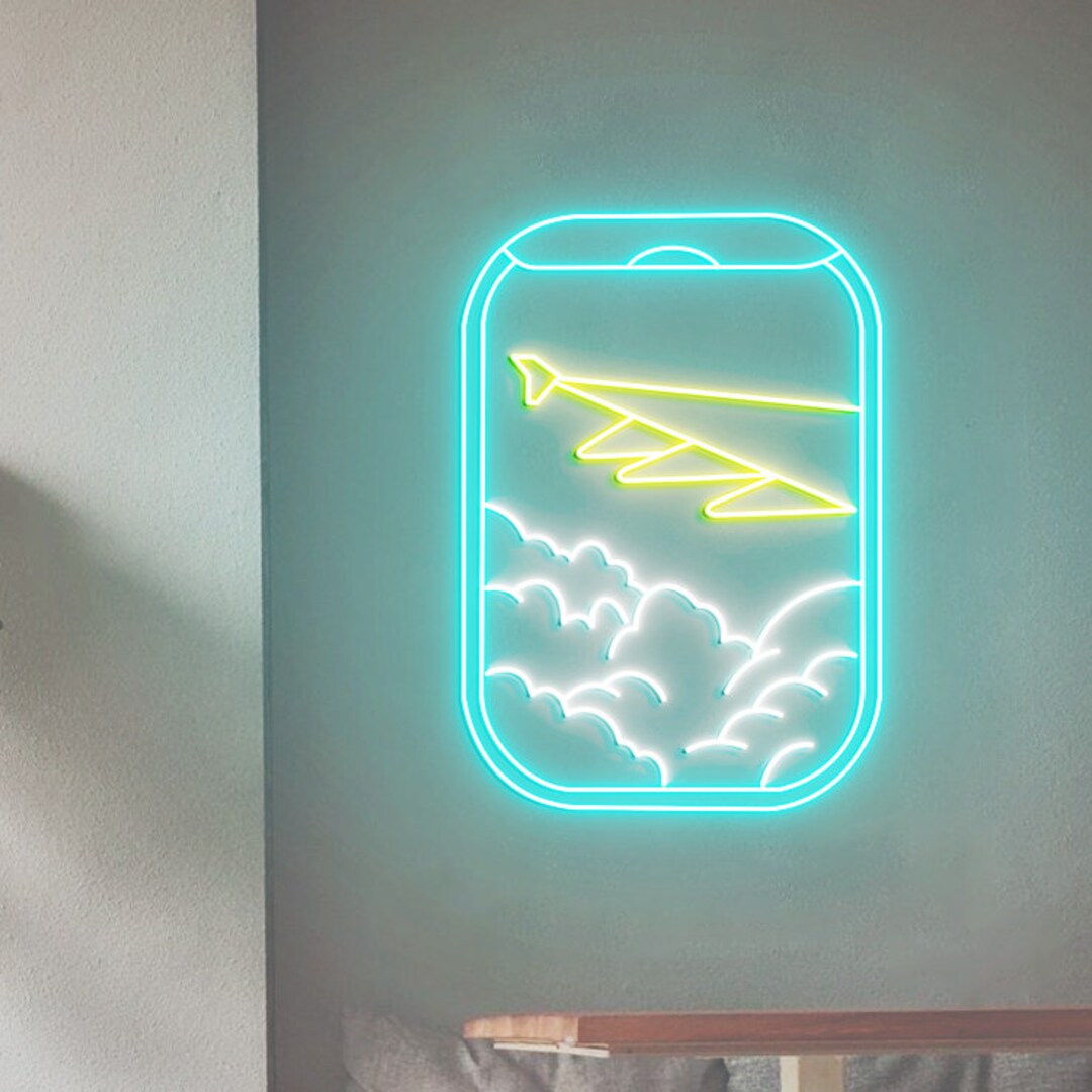 Airplane Window Neon Sign, Travel Art, Gift for Traveler, Plane Window ...
