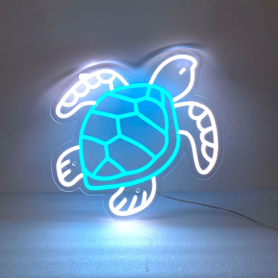 Turtle Neon Sign, Personalized Turtle Gift, Turtle Room Decor, Ocean ...