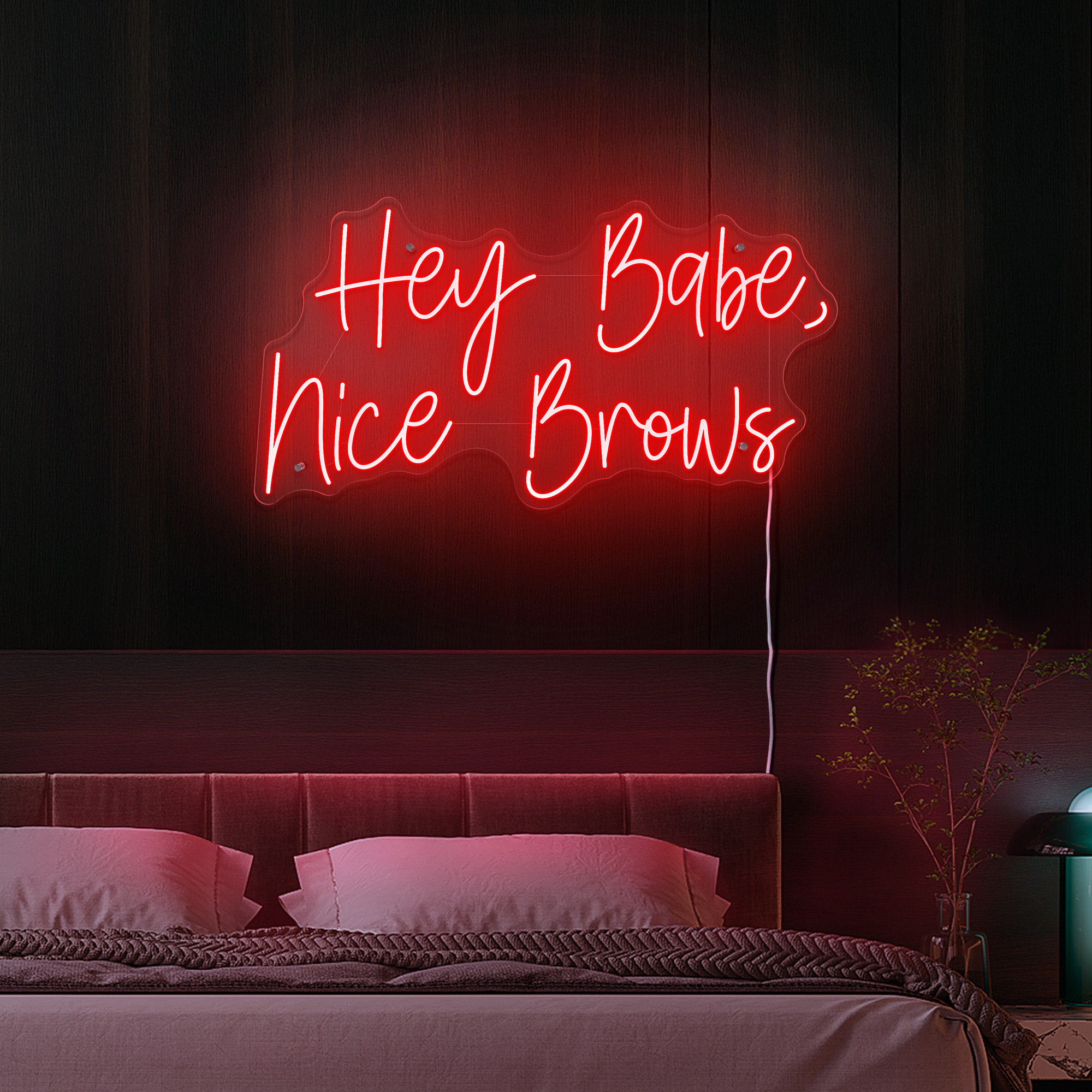 Hey Babe Nice Brows LED Neon Sign，handmade Neon Sign Eye-catching Neon ...