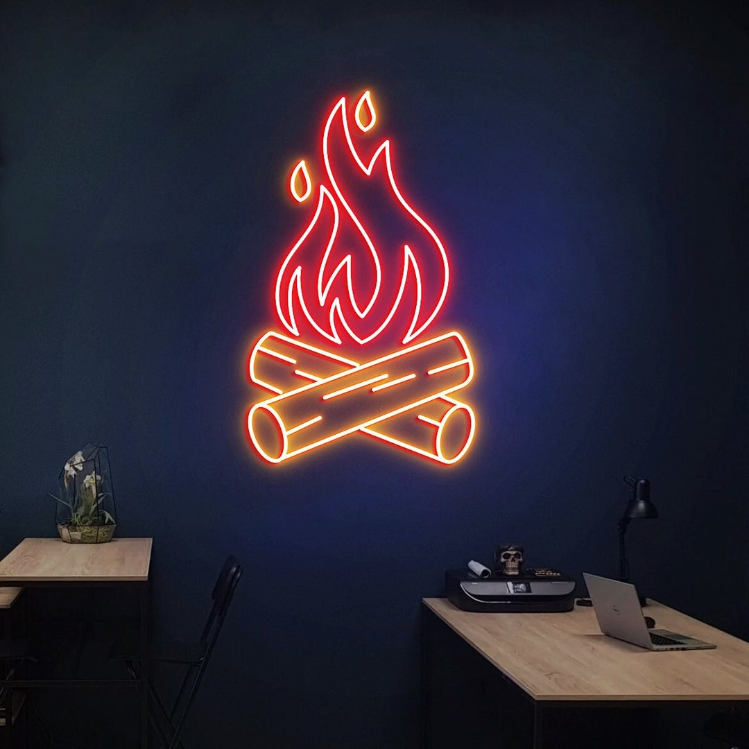 Camp Fire Led Sign, Campfire Wall Decor, Fire Neon Sign, Camping Décor ...