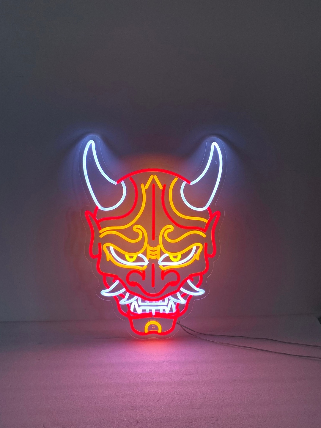 Oni Mask Neon Sign, Japanese Hannya Mask Oni Demon, Japanese Hannya ...