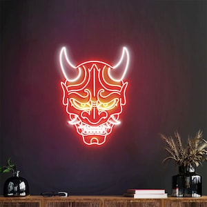 Oni Mask Neon Sign, Japanese Hannya Mask Oni Demon, Japanese Hannya ...