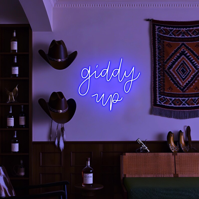 Giddy up Sign, Neon Sign for Rustic Western Wall Decor, Country ...