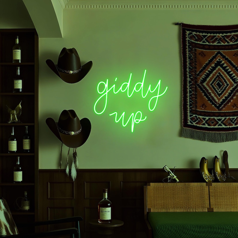 Giddy up Sign, Neon Sign for Rustic Western Wall Decor, Country ...