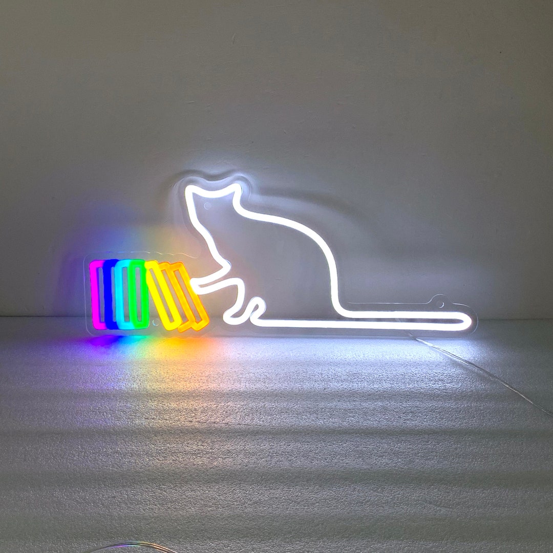 Cat Neon Light, Cat Art Wall Decor, Cute Cat Decor, Cat Gifts, Custom ...