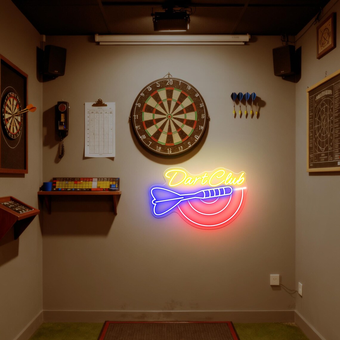 Dart Club LED Neon Sign – Personalized Dart Room Decor for Players ...