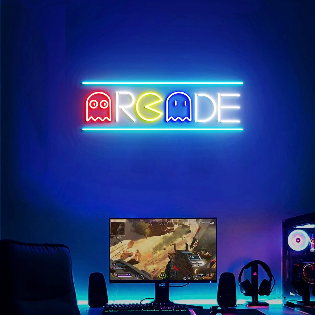 Retro Arcade Neon Sign, Arcade Man-cave LED Light Sign, Retro Game Room ...