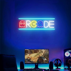 Retro Arcade Neon Sign, Arcade Man-cave LED Light Sign, Retro Game Room ...