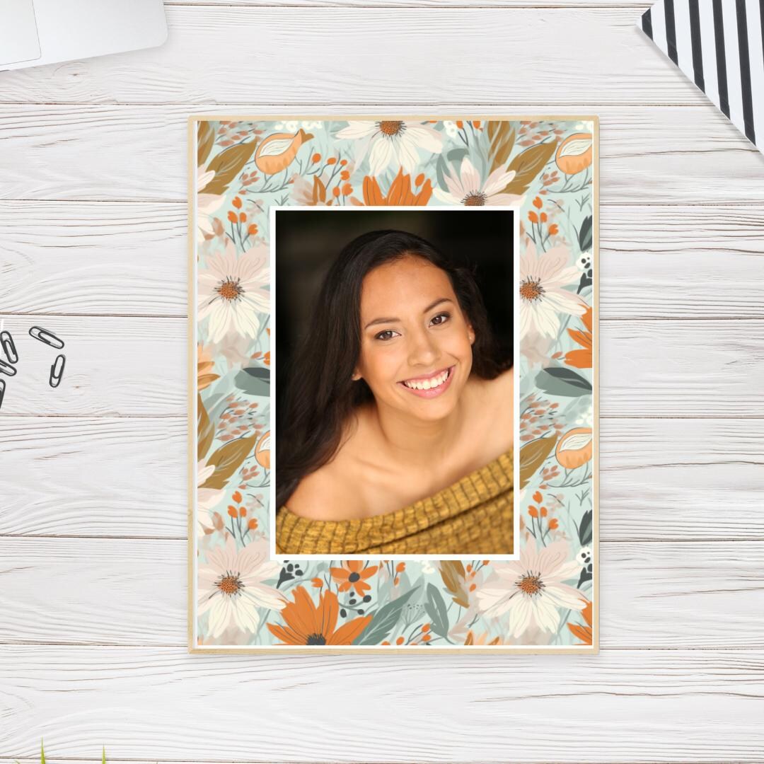 Tangerine Floral Pattern Matboard - Etsy