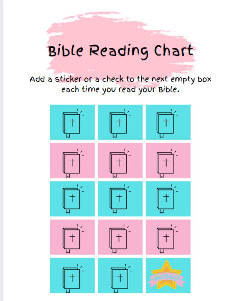 Kids Bible Reading Chart-yellow/pink - Etsy