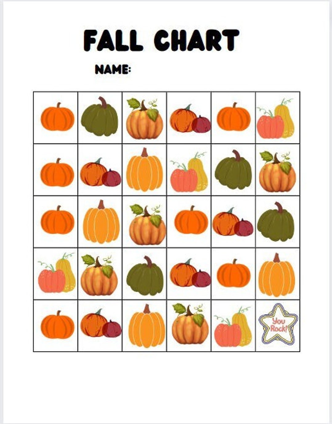 Fall Pumpkin Chart - Etsy