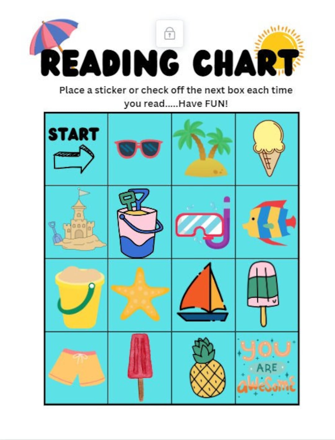 Kids Summer Reading Chart - Etsy