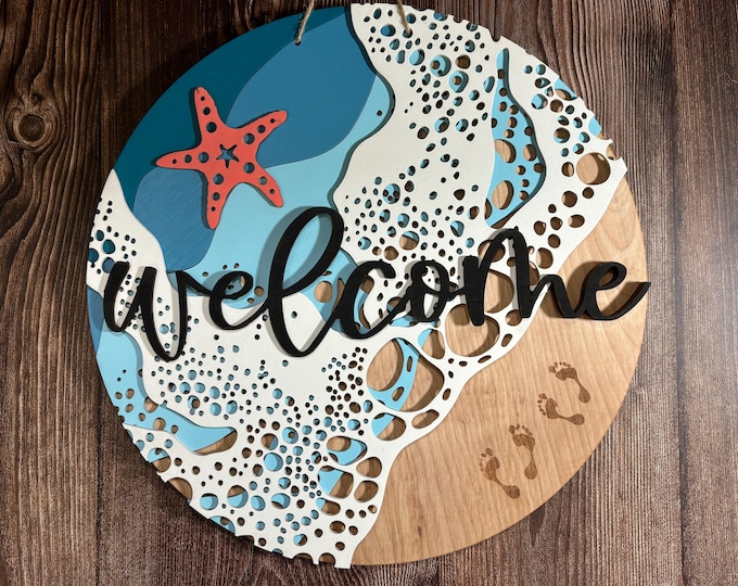 Coastal Beachfront Entry Sign for Beach House Decor Beach Front Door ...