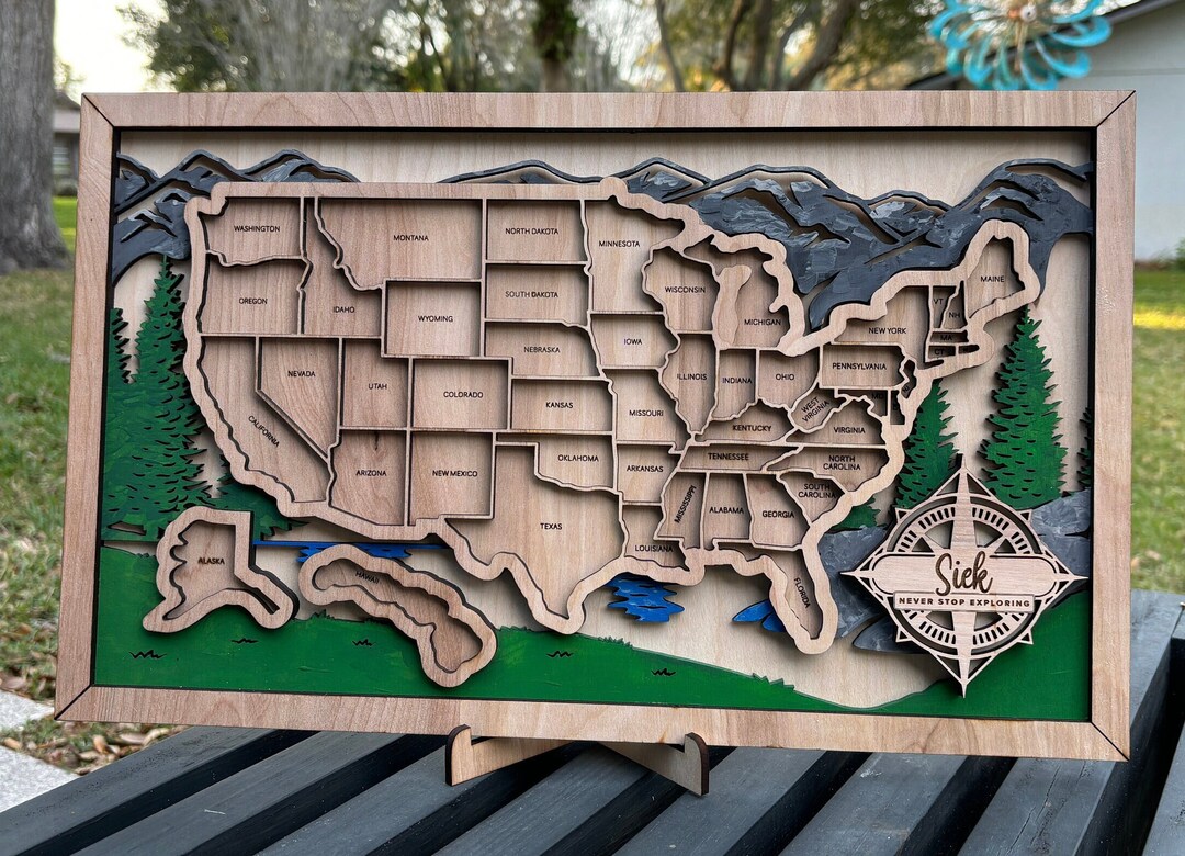 Personalized Travel Map, Family Road Trip Tracker, Customizable, States ...