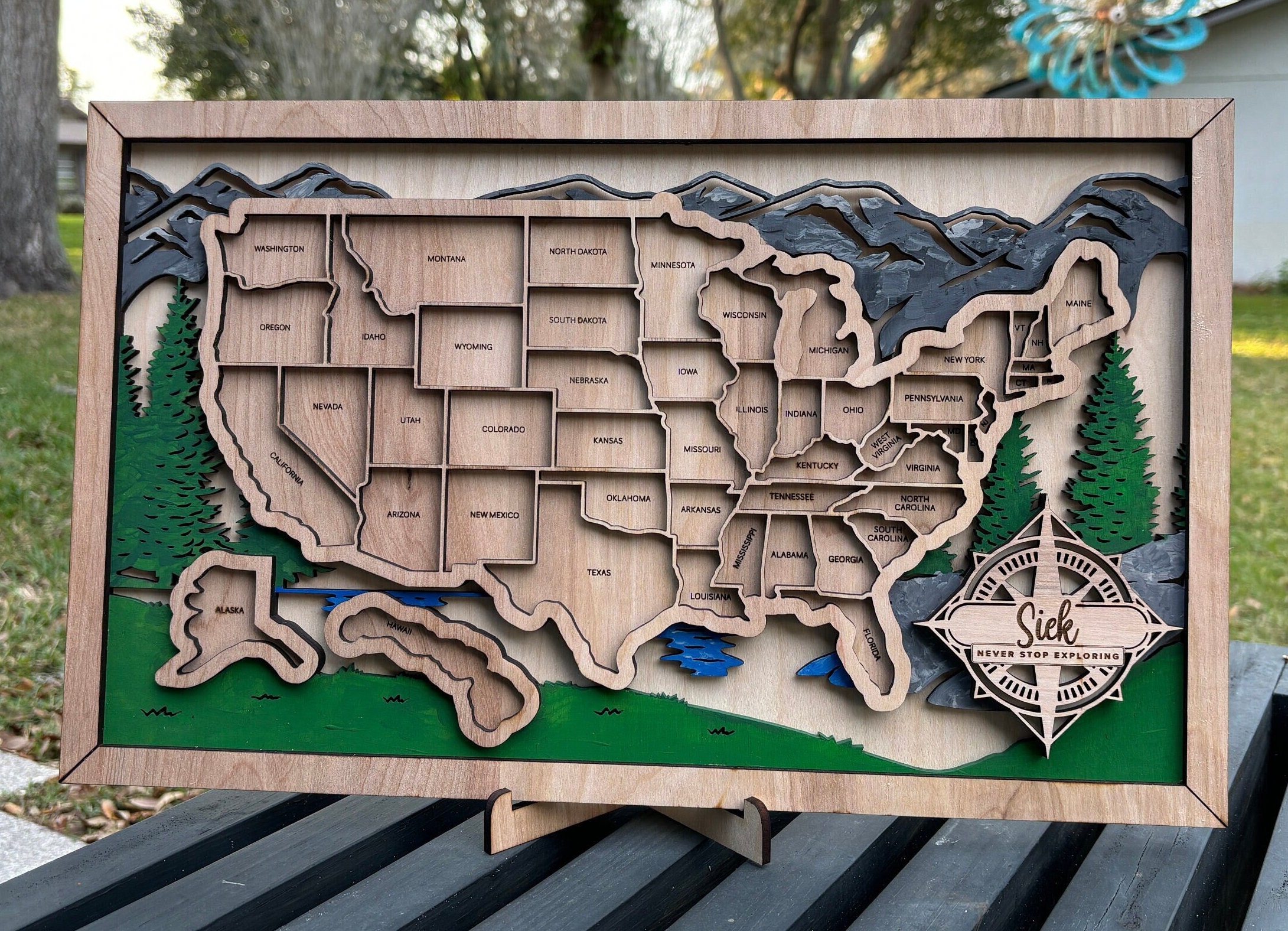 Personalized Travel Map, Family Road Trip Tracker, Customizable, States ...