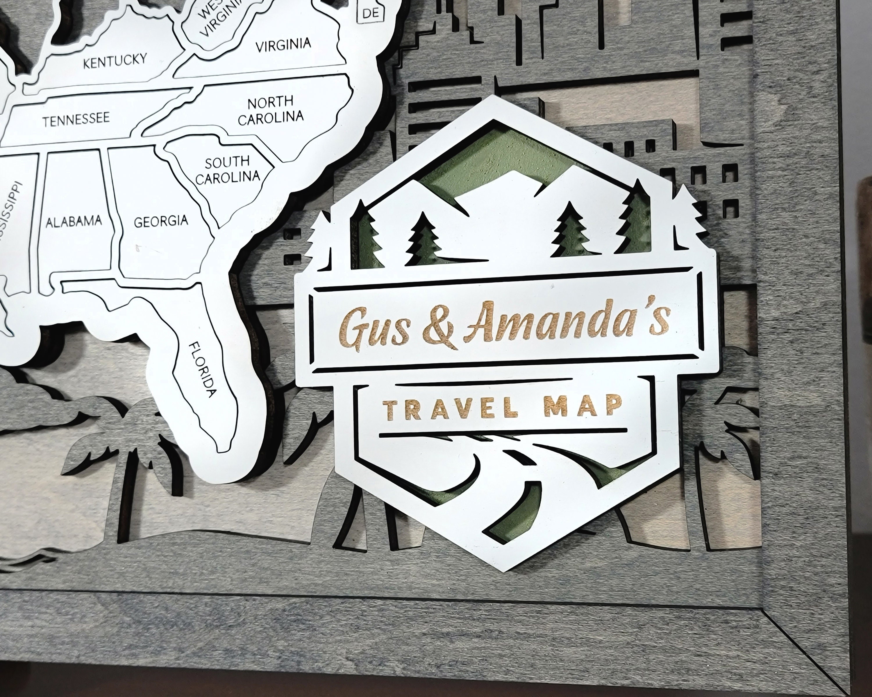 Personalized Travel Map, Family Road Trip Tracker, Customizable, States ...