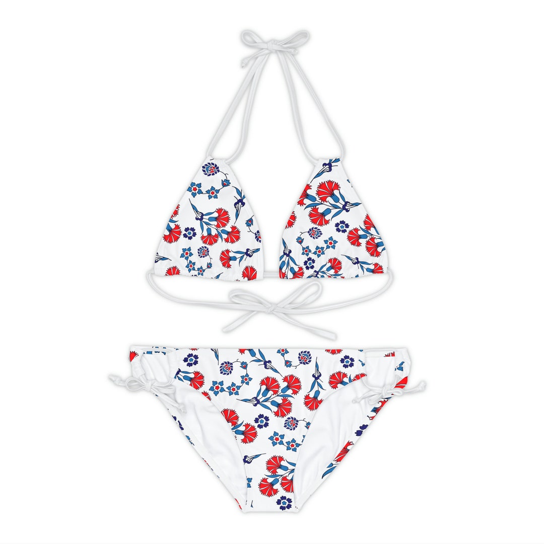 Indian Red Poppy Flowers Two Piece Bikini Set Swimsuit - Etsy