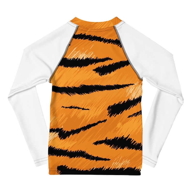 Kids Rash Guard Tiger Stripes Print Long Sleeve Shirt, Sun Protective ...