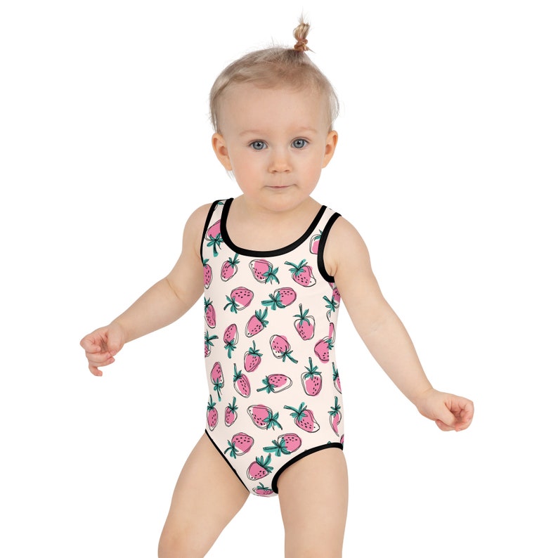 All-over Print Kids Swimsuit, Strawberry Patch, Bathing Suit for Kids ...