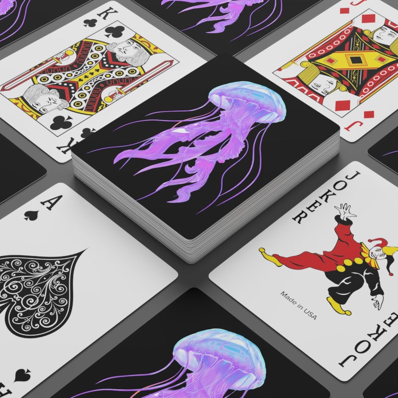 Poker Night Card Deck, Jellyfish, Custom Playing Cards, Standard Deck ...