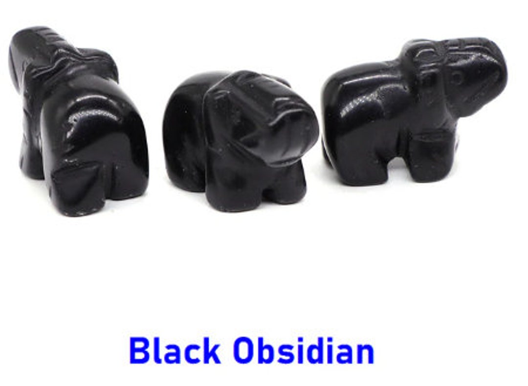 Black Obsidian Elephant Crystal Figure Gift Elephant Lovers - Etsy