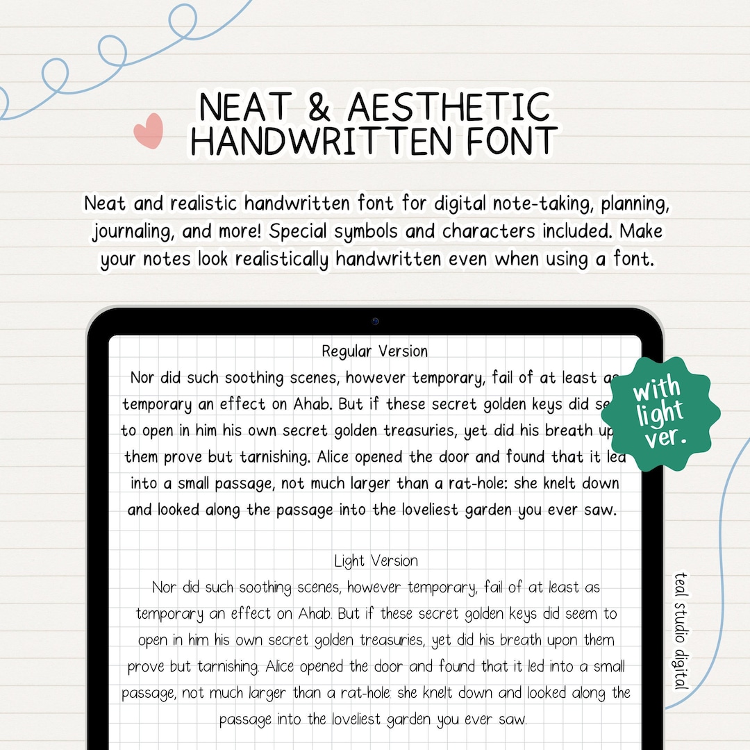 Neat Realistic Handwritten Font for Digital Planning, Journaling ...