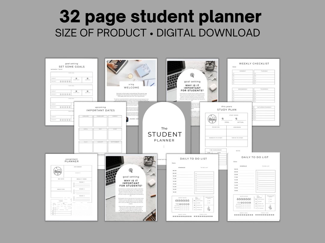 STUDENT PLANNER TEMPLATE - Etsy