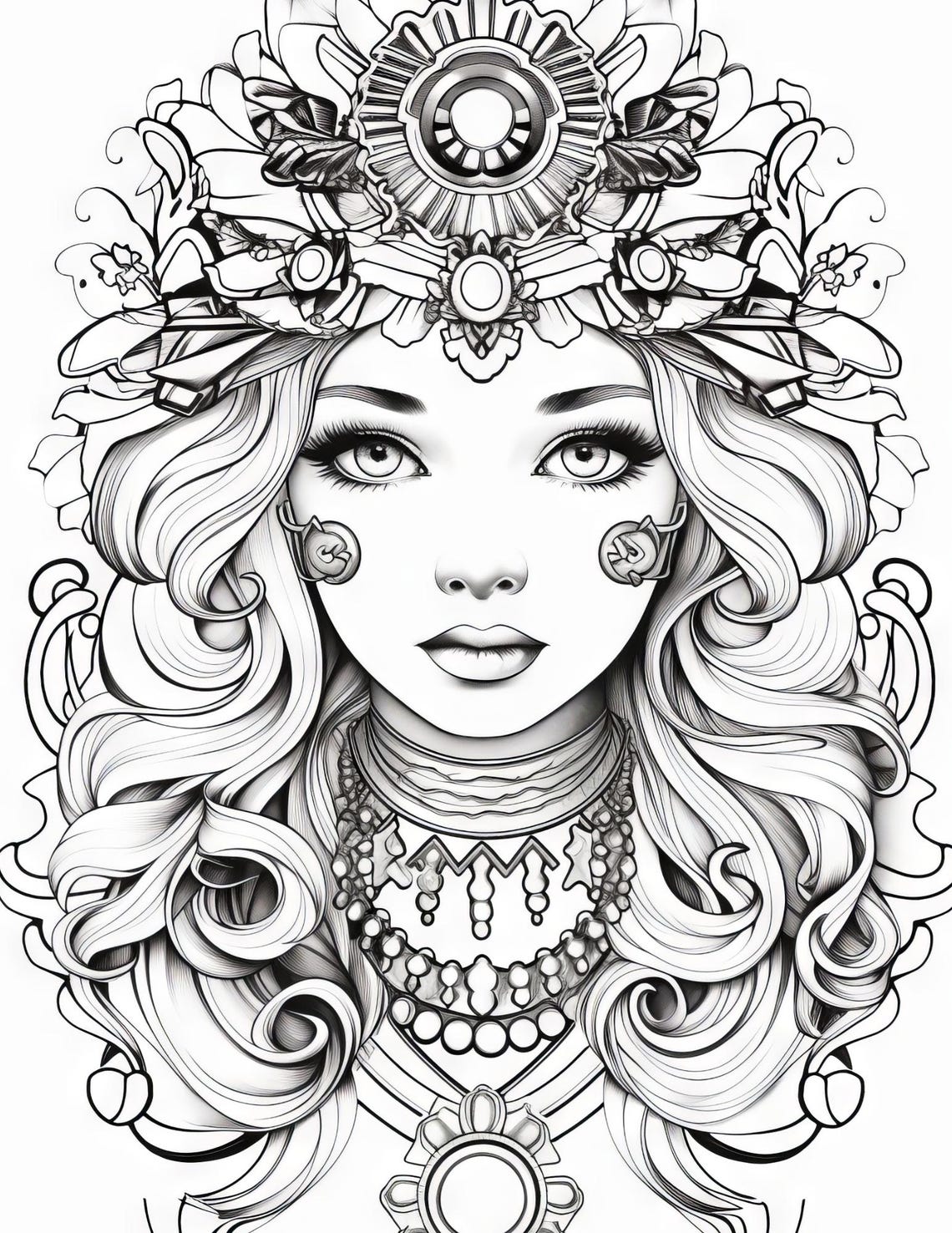 Bundle of Colouring Pages Fantasy Queens, Fantasy Patterns and Fantasy ...