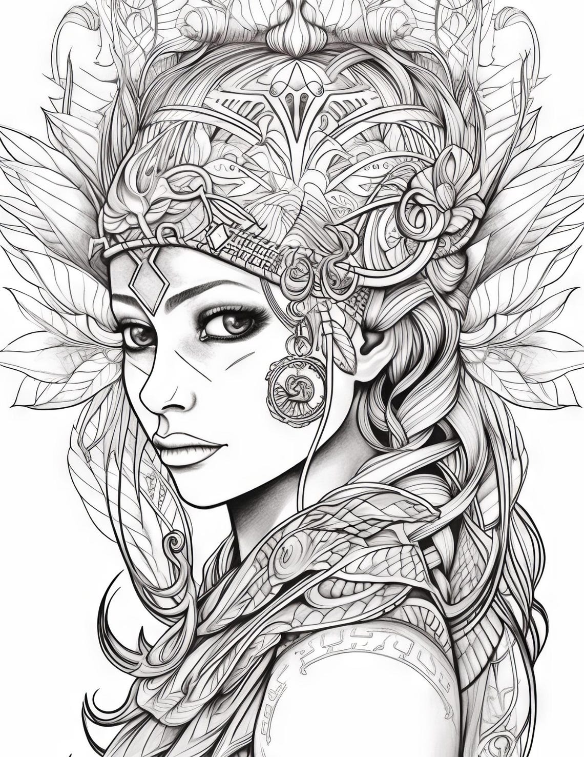 Bundle of Colouring Pages Fantasy Queens, Fantasy Patterns and Fantasy ...