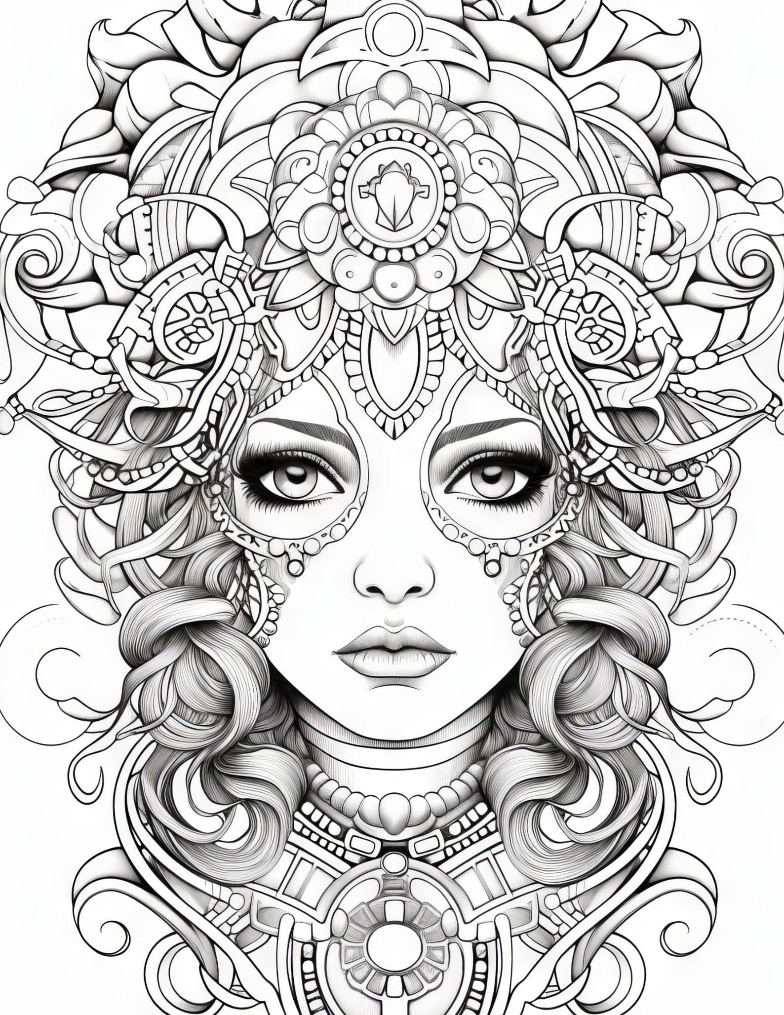 Bundle of Colouring Pages Fantasy Queens, Fantasy Patterns and Fantasy ...