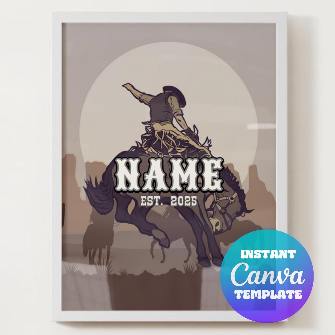 Cowboy Nursery Print – Western-themed Name Sign for Boys | Rustic ...